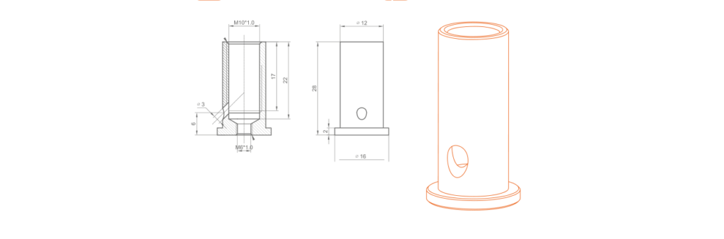 M10 Female Ceiling Boss With Side Exit Hole - Tibbetts BFC